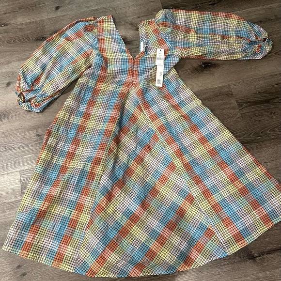 Ganni | Dresses | Ganni Seersucker Check Dress With Tag | Poshmark